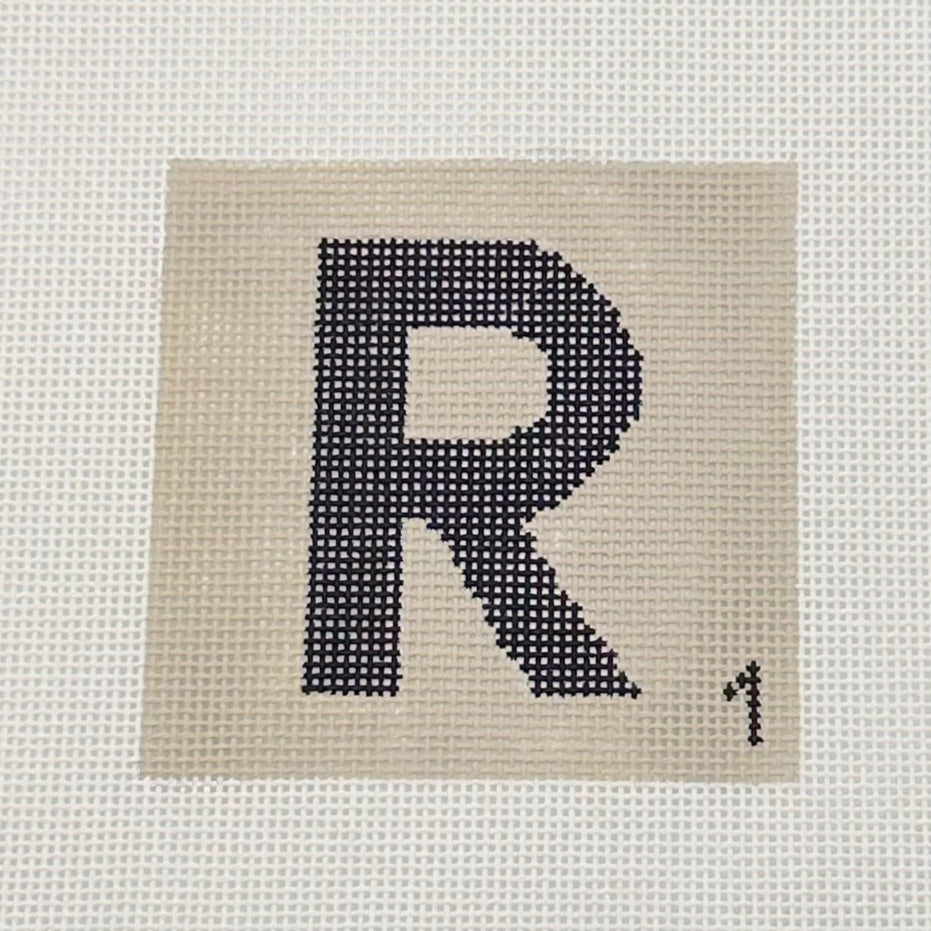 85 - Scrabble Tile R – Blue Waters Needlepoint