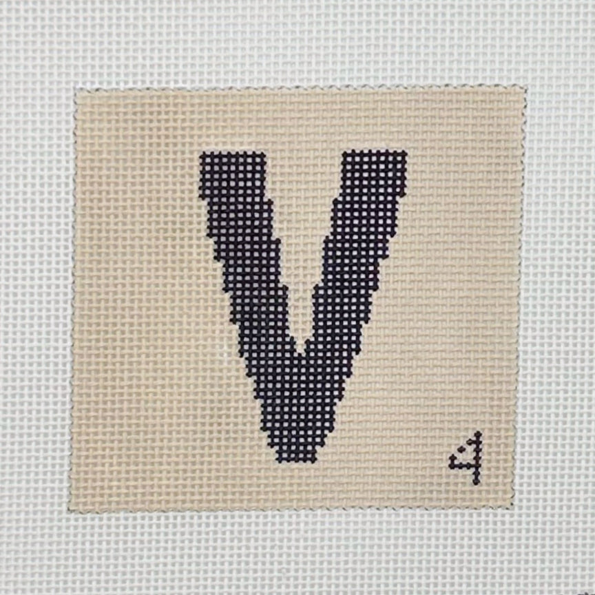 Scrabble Tile V - BW89 – Blue Waters Needlepoint